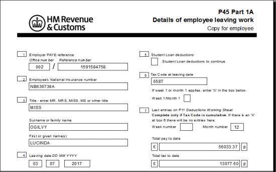 11243: How do I p45 a leaver?