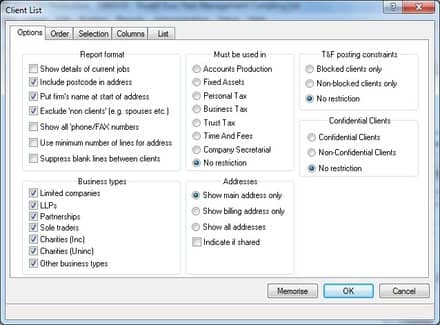 How do I run a 'Client List' with 'Business Year End Dates ...