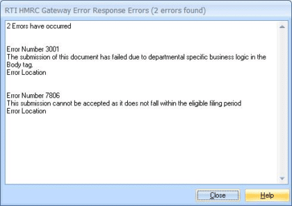 Submission error 3001 sending RTI returns | IRIS