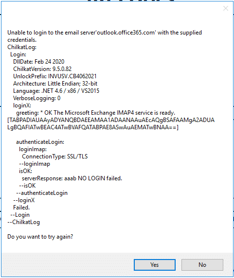 IRIS DOCS- Unable to Login to the Email Server with the Supplied ...
