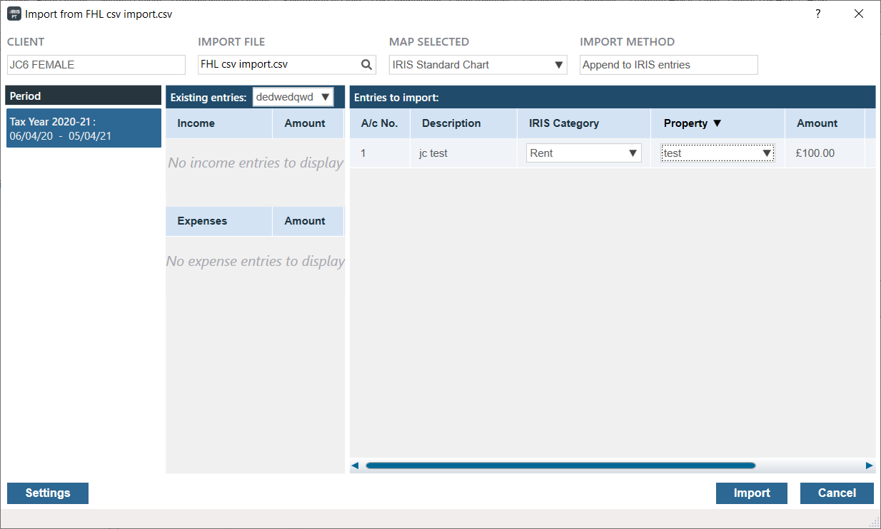 Personal Tax- Import data into UK Land and Property | IRIS