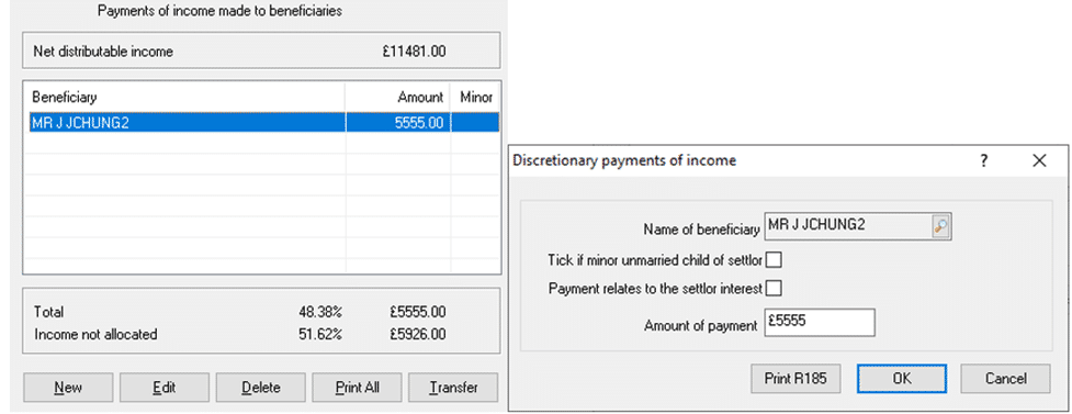 Trust Tax: R185 form Statement of income (Trust, Estates, Beneficiary ...