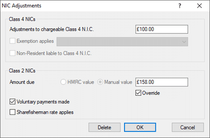 Personal Tax - How to edit NIC Class 2 and 4? | Knowledge Base