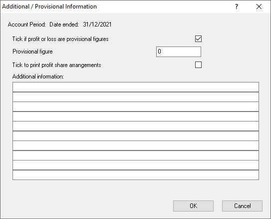 Business Tax: Tick/Untick the Provisional 10.1 box Partnership ...