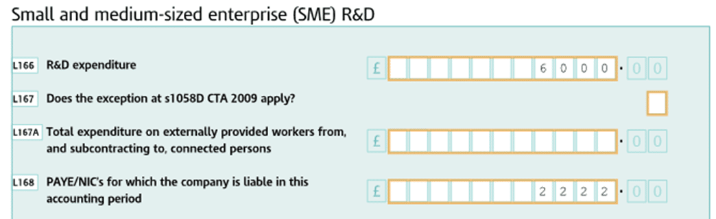 Business Tax- CT600L and R&D SME L167+ L168 for PAYE and NIC Liability ...