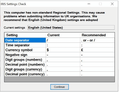 AP/Business/Personal Tax- IRIS Settings Check, this computer has non ...