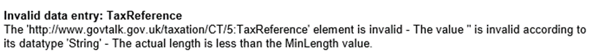 Business Tax- Invalid Data Entry: 'TaxReference' element is invalid ...