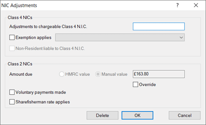 Personal Tax - How to edit NIC Class 2 and 4? | Knowledge Base