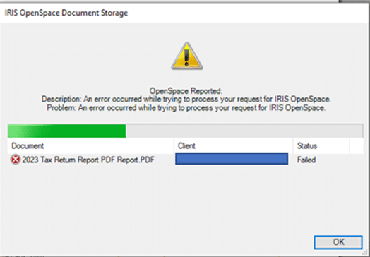 Openspace- OpenSpace Document Storage: An error occurred while trying ...